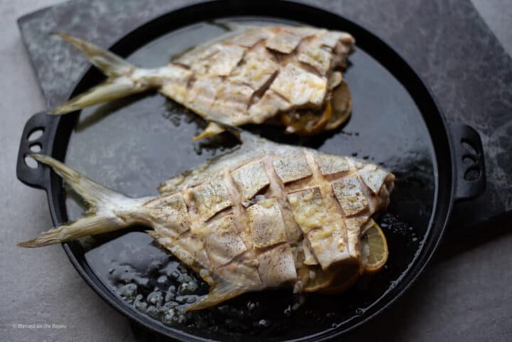 The Best Whole Baked Pompano with Lemon Sauce