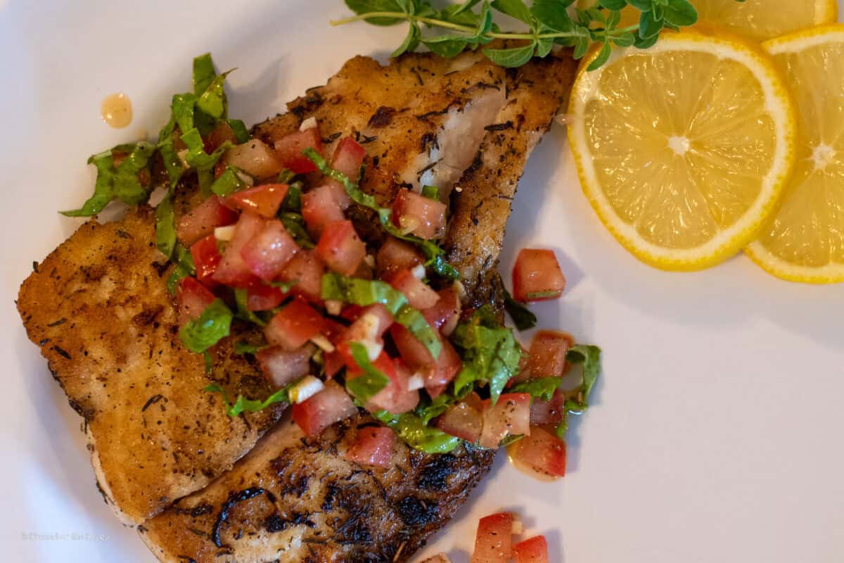 Mediterranean Grilled Red Snapper with Tomato Basil Relish